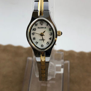 Elgin | Accessories | Vintage Elgin Ii Diamond Mop Dial 2 Tone Watch ...
